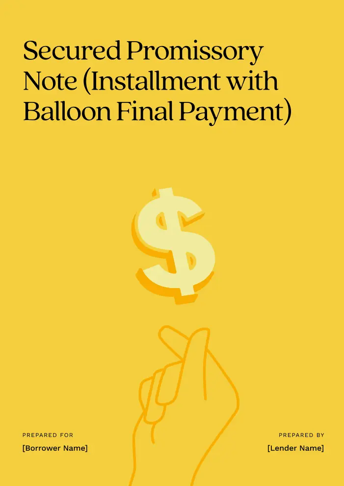 Secured Promissory Note (Interest-Only with Balloon Final Payment ...